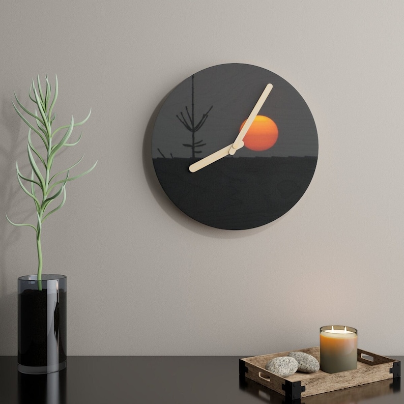 Wooden Wall Clock on Sunset - Etsy