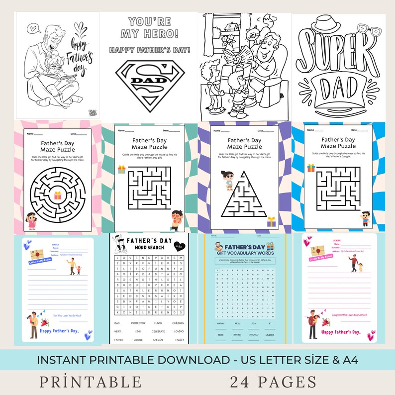 Fathers Day, Activity Pack, Fathers Day Activities, Fathers Day Games ...
