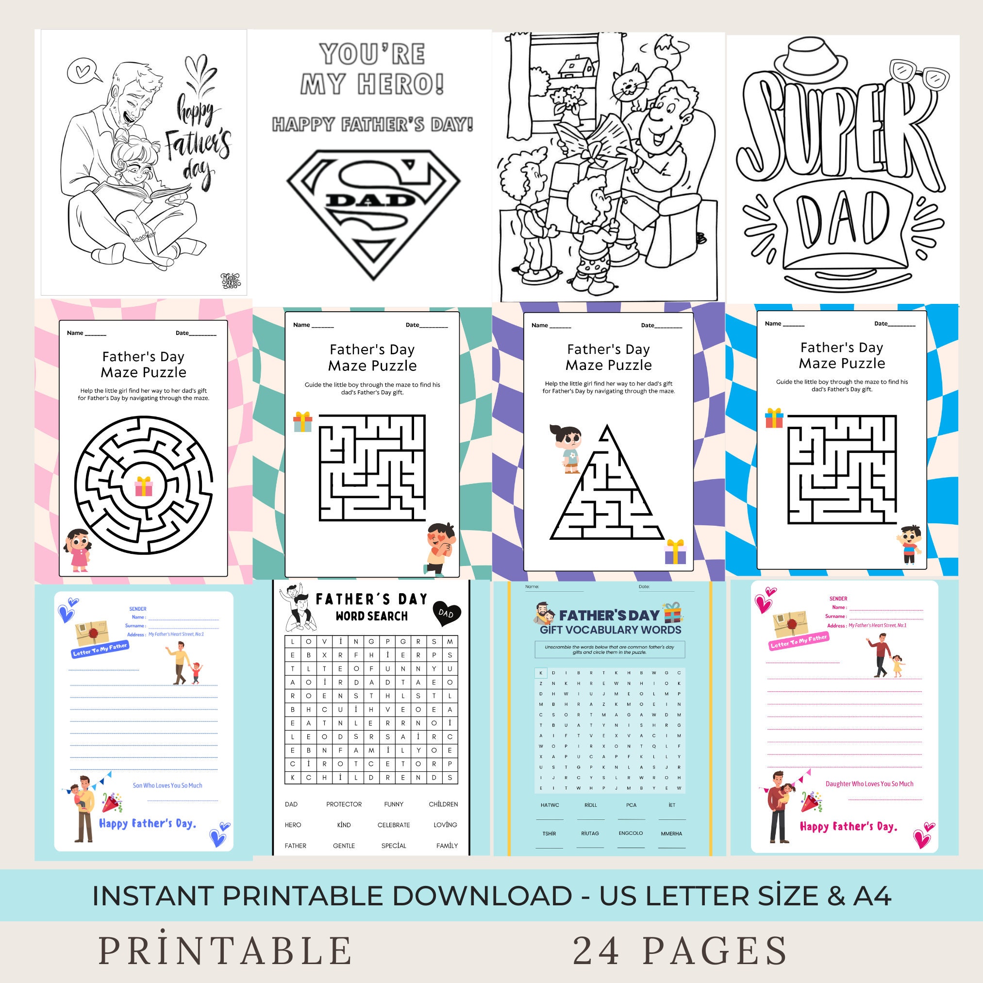 Fathers Day, Activity Pack, Fathers Day Activities, Fathers Day Games ...