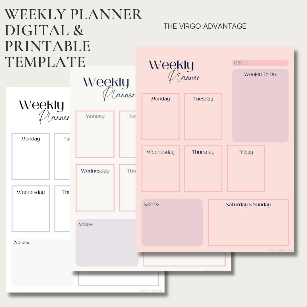 Clean Aesthetic Black and White Digital and Printable Weekly Planner - Etsy