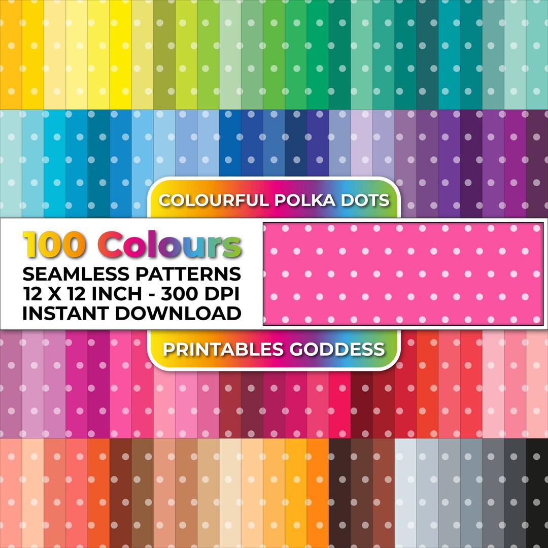 Polka Dots 100 Colourful Seamless Patterns Polka Dots Repeat Pattern ...