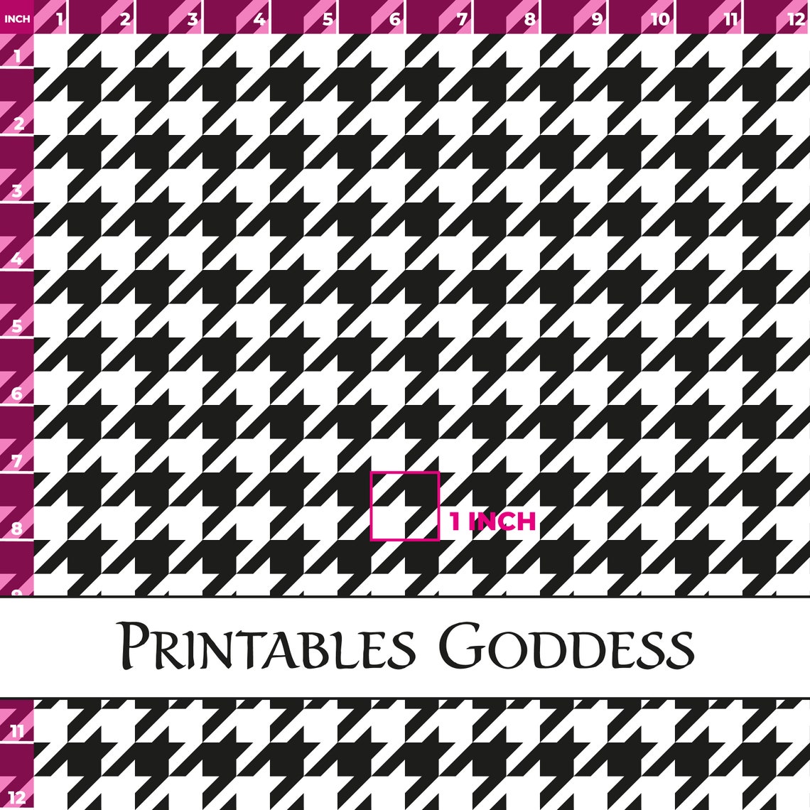 Black and White Houndstooth Seamless Patterns in 4 Sizes, Repeat ...