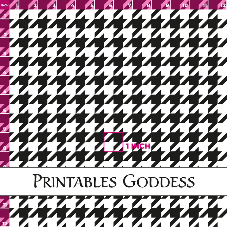 Black and White Houndstooth Seamless Patterns in 4 Sizes, Repeat ...