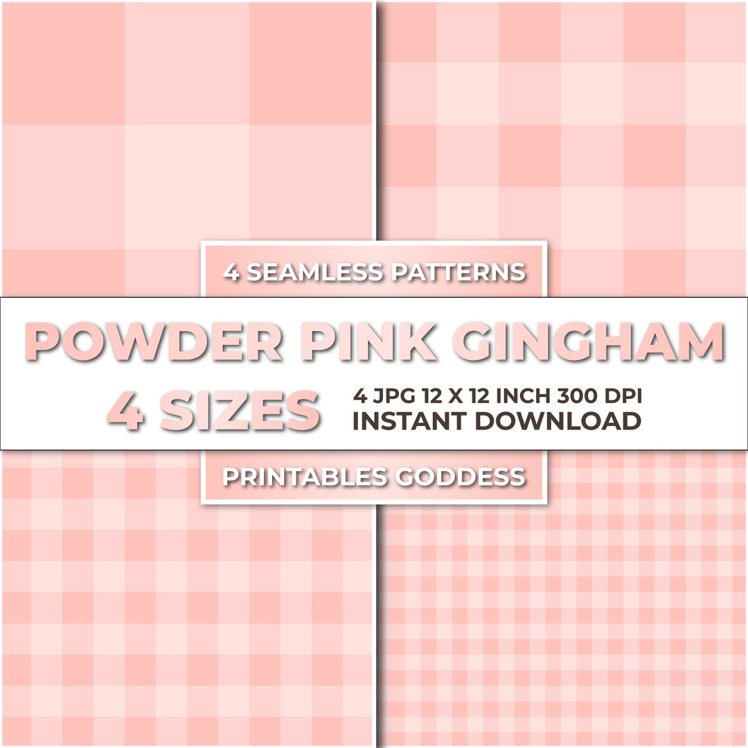 Powder Pink Gingham Seamless Patterns in 4 Sizes, Repeat Pattern ...