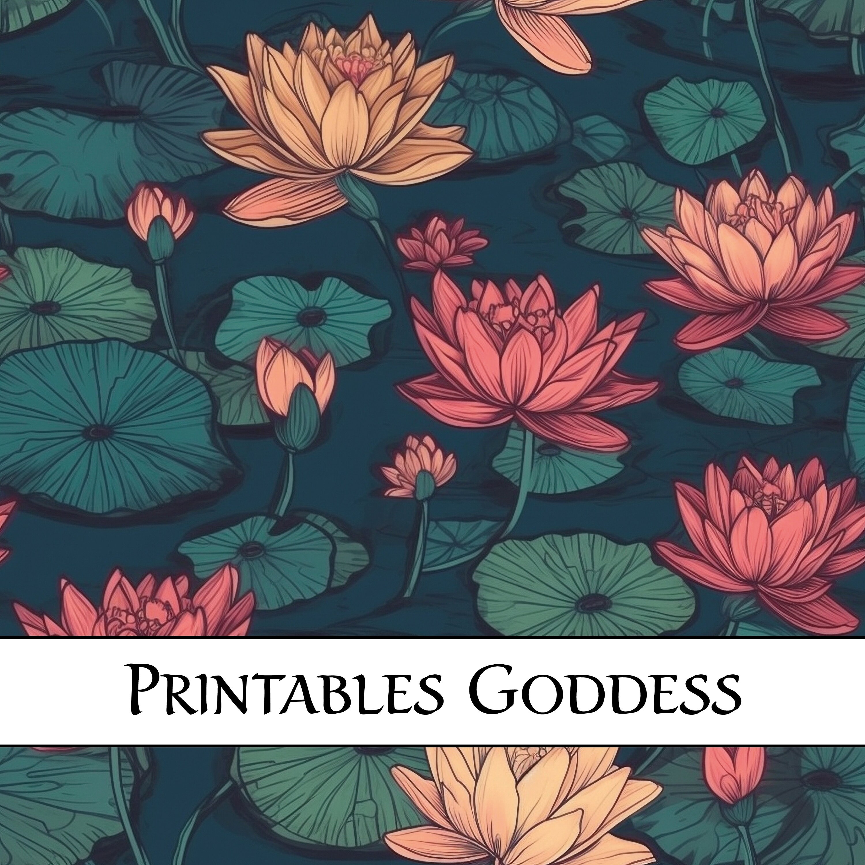 Water Lili Seamless Pattern Water Lili Repeat Pattern Commercial Use ...