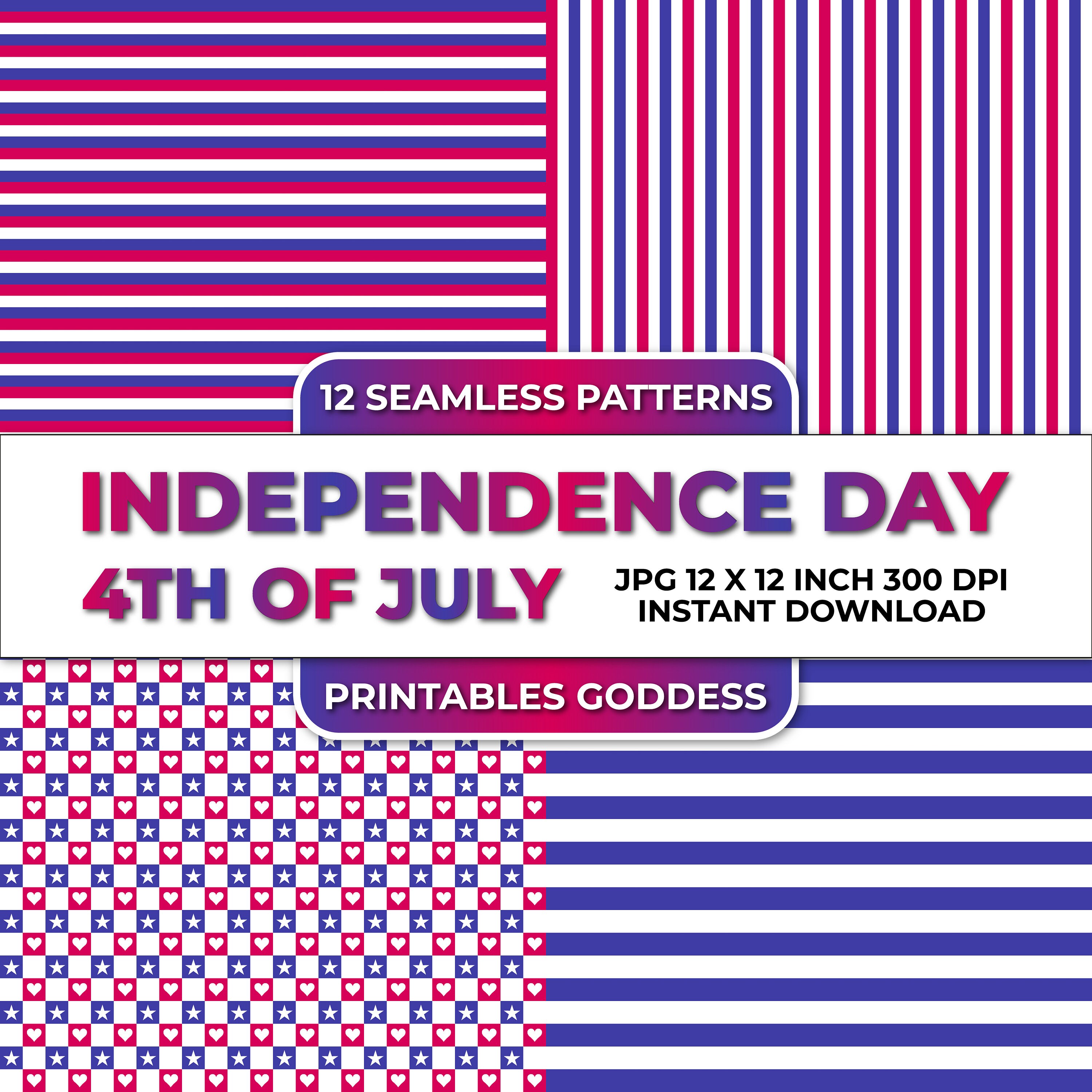 USA Flags Paterns Coordinated Seamless Independence Day Patriotic USA ...