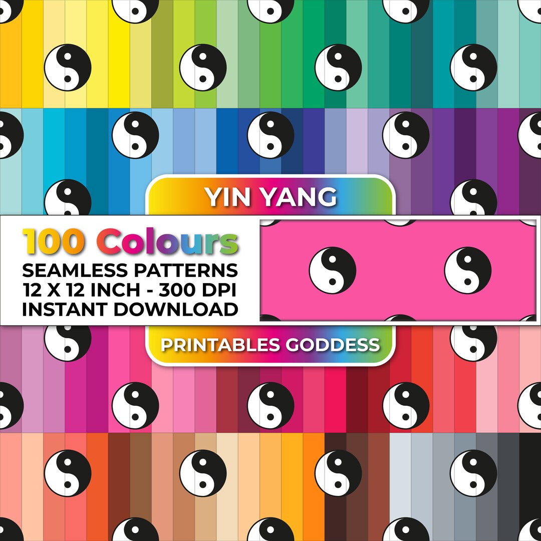 100 Jin Jang Colourful Seamless Patterns, Repeat Patterns, Digital ...