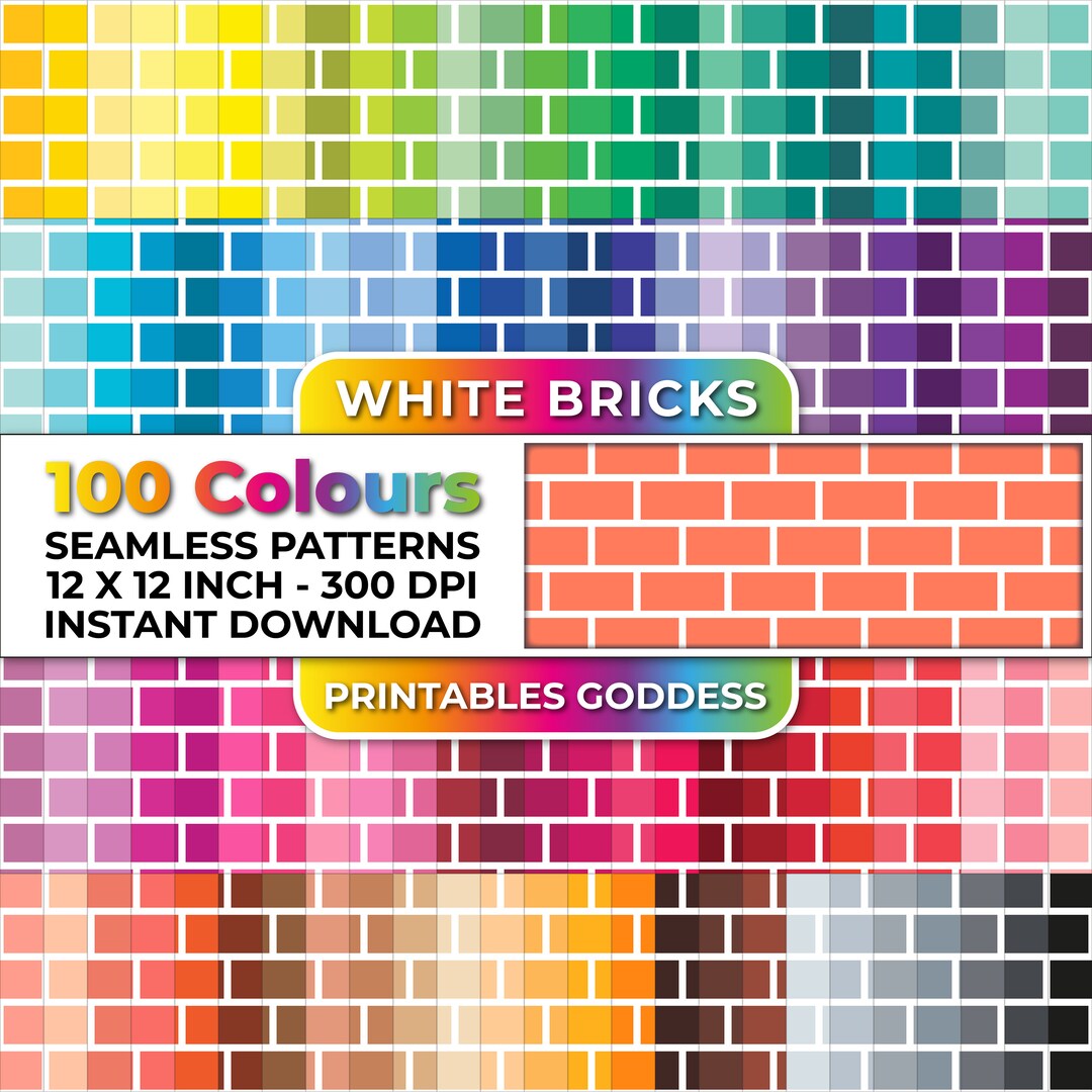 100 White Bricks Seamless Patterns, Repeat Pattern, Digital Pattern ...