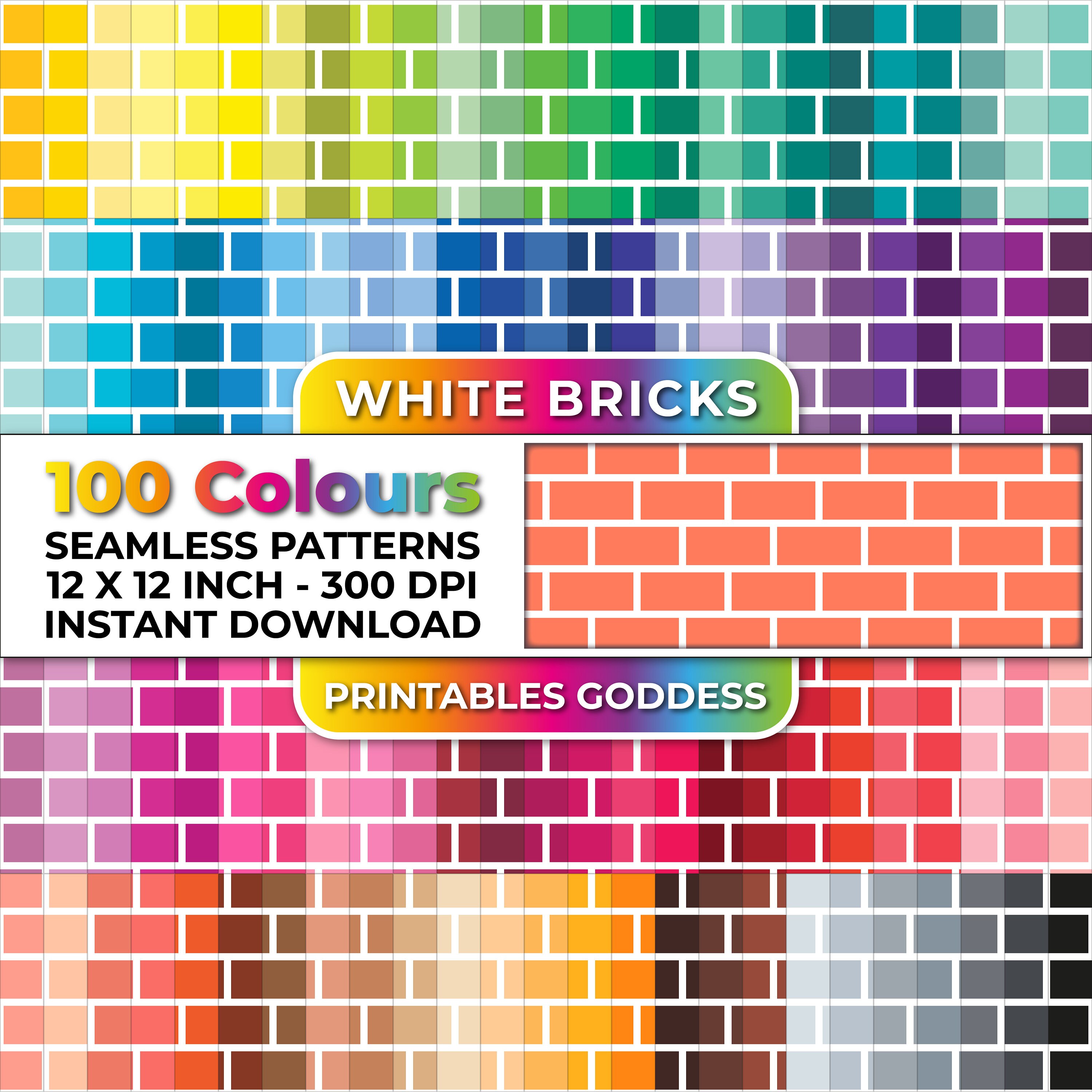 100 White Bricks Seamless Patterns, Repeat Pattern, Digital Pattern ...