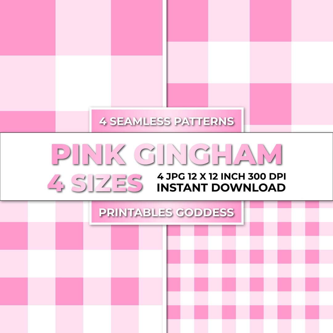 Pink Gingham Seamless Patterns in 4 Sizes Pink Repeat Pattern Digital ...