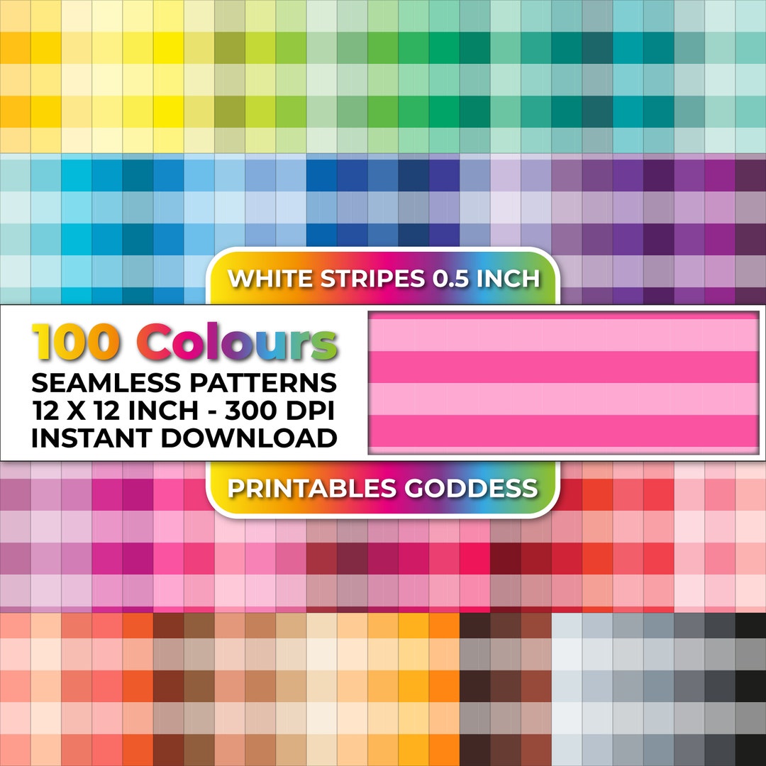 100 Colourful Stripes Seamless Patterns, Repeat Pattern, Digital ...