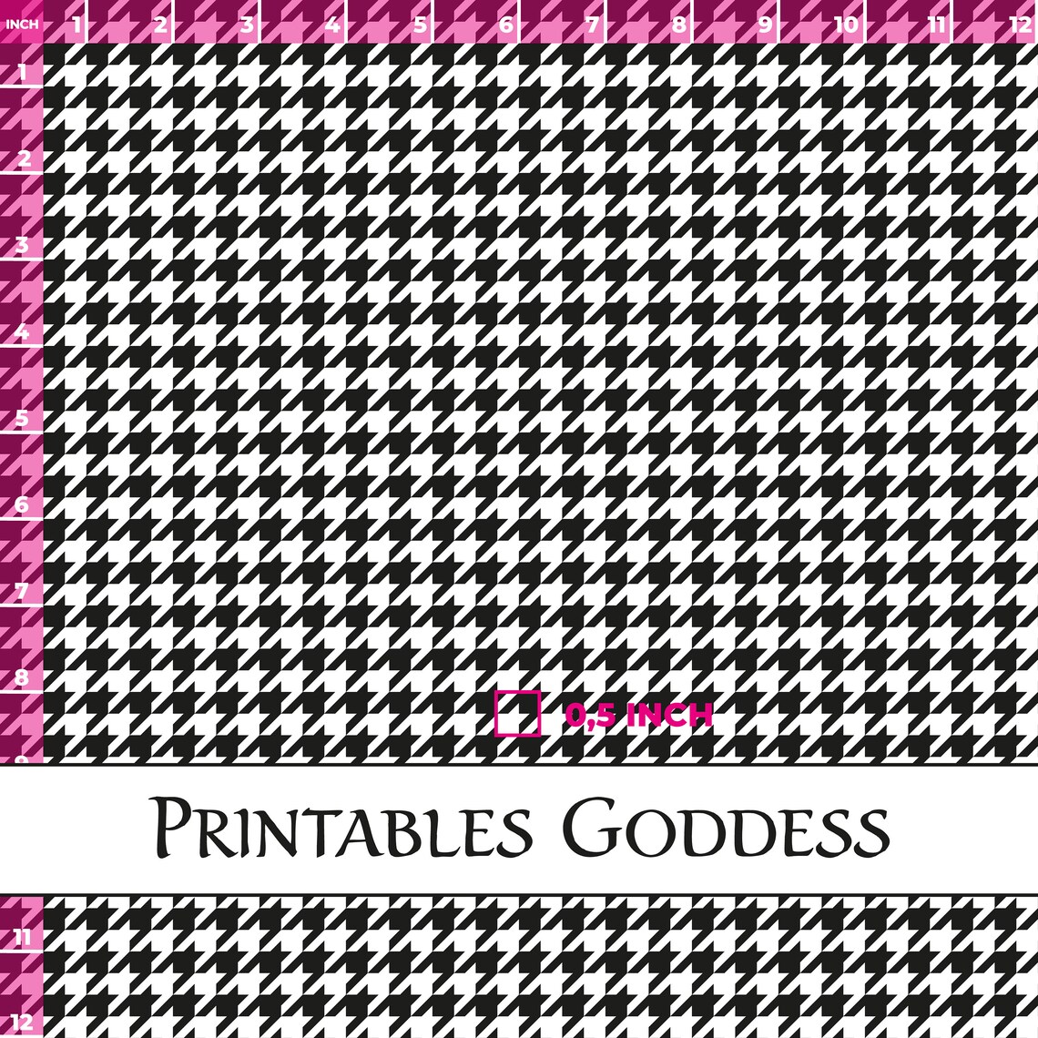 Black and White Houndstooth Seamless Patterns in 4 Sizes, Repeat Pattern, Digital Pattern, Paper ...