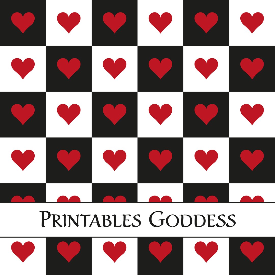 Red Hearts Checkers Seamless Pattern, Repeat Pattern, Commercial Use ...