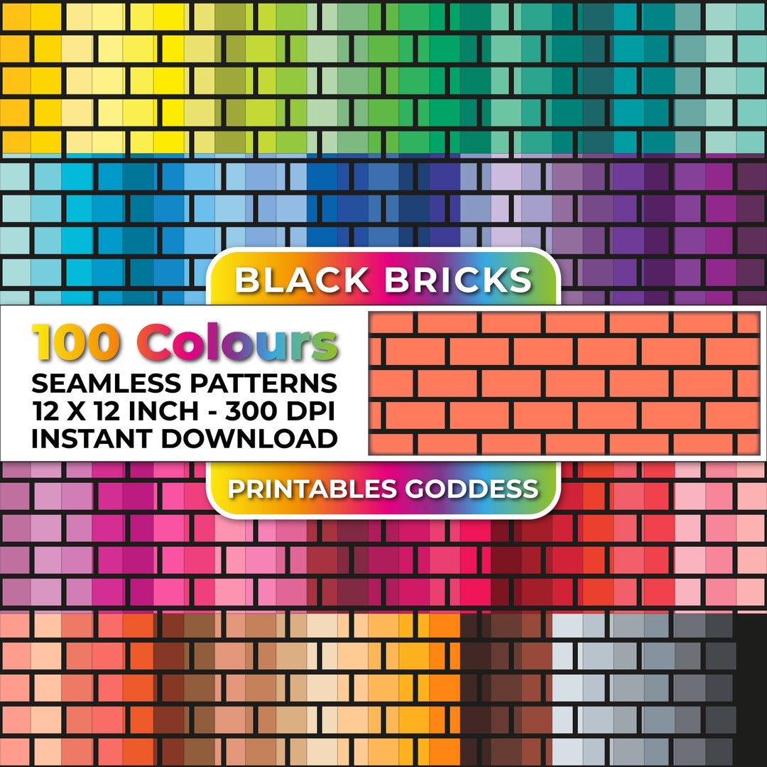 100 Black Bricks Seamless Patterns, Repeat Pattern, Digital Pattern ...