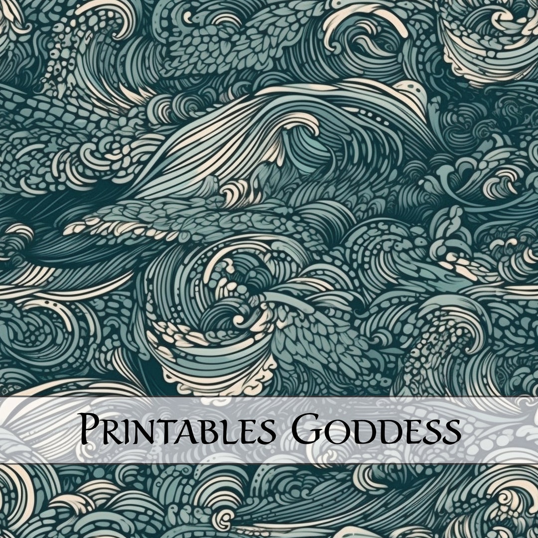 Beach Waves Seamless Pattern Ocean Waves Repeat Pattern Commercial Use