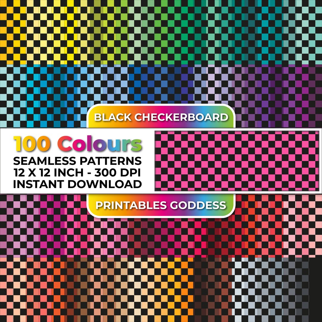 100 Checkerboard Black Colourful Seamless Patterns, Repeat Patterns ...