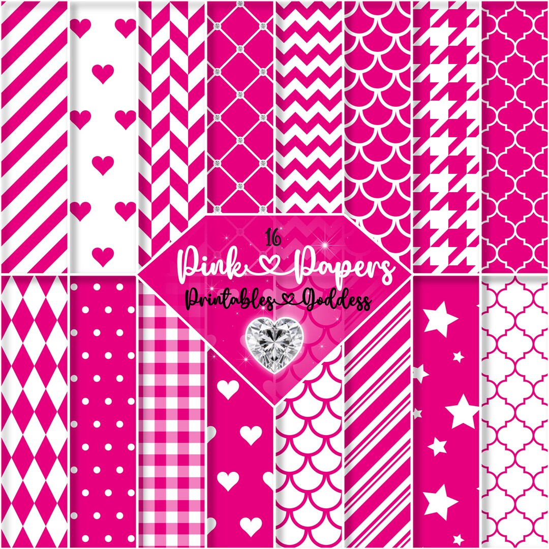 Pink Paper Set Patterns Beautiful Pink Repeat Patterns Digital Pattern ...