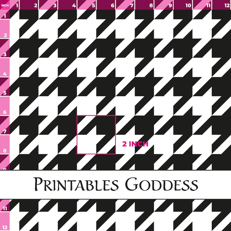 Black and White Houndstooth Seamless Patterns in 4 Sizes, Repeat Pattern, Digital Pattern, Paper ...