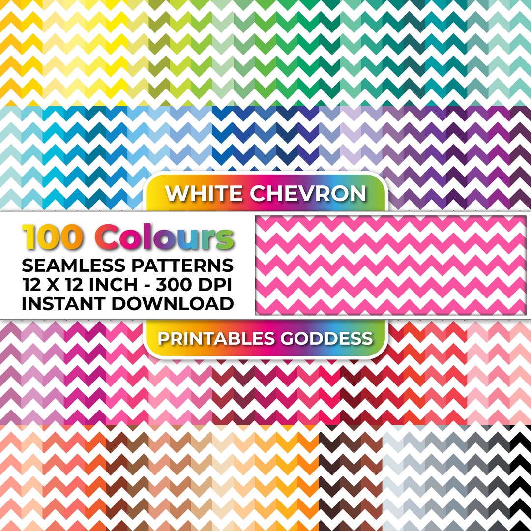 100 Chevron Seamless Papers, 100 White & Colourful, Repeat Pattern ...