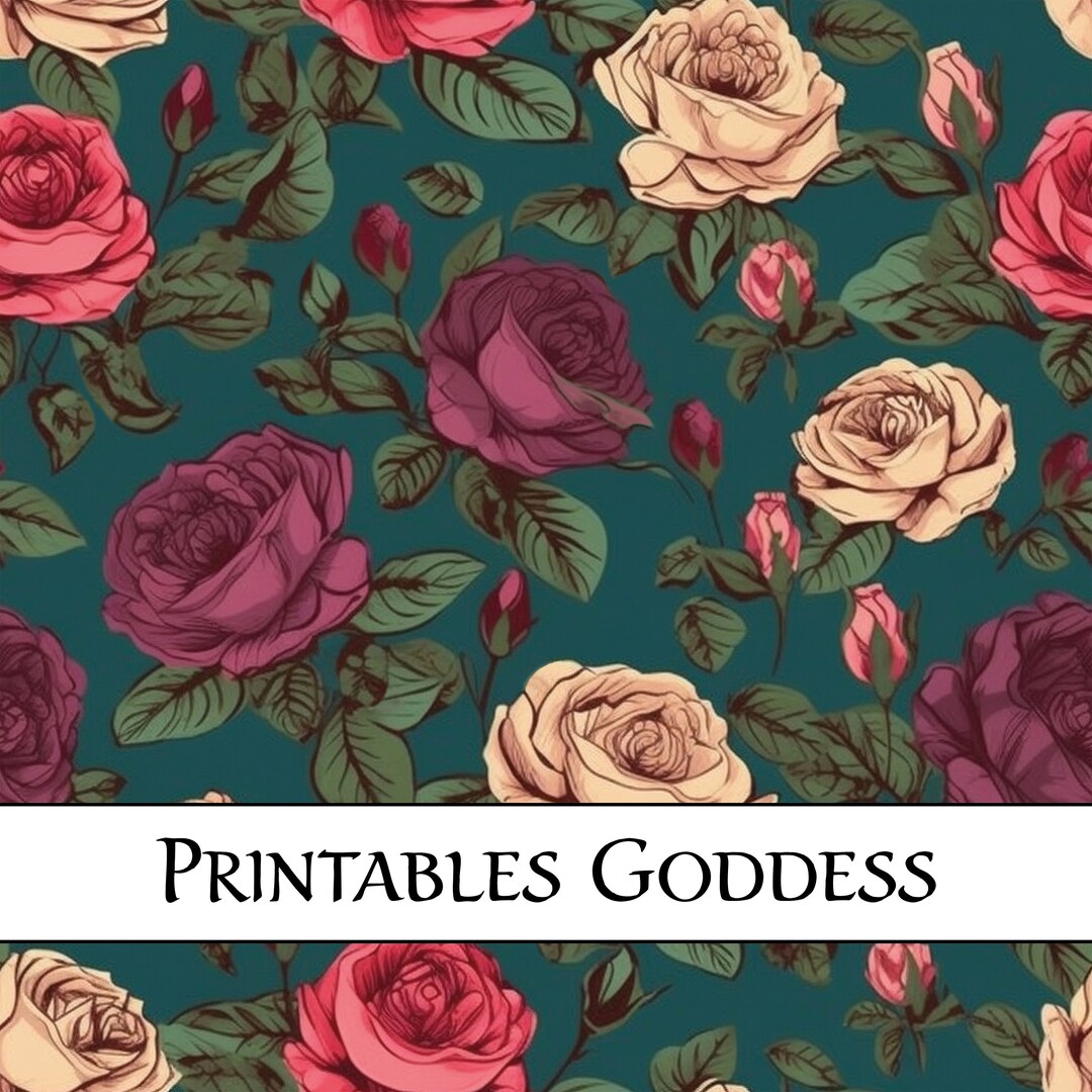 Roses on Green Background Seamless Pattern Rose Repeat Pattern ...