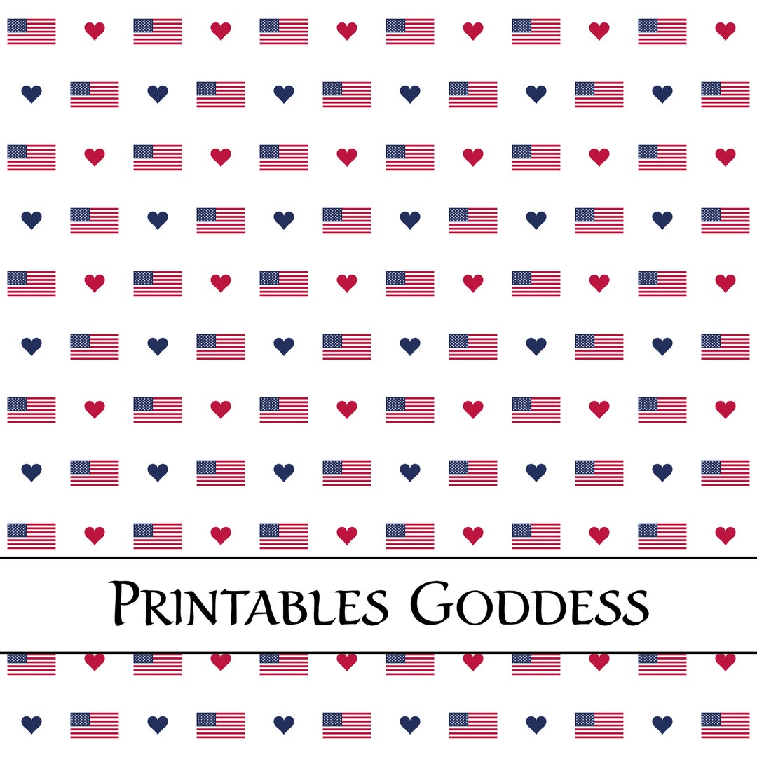 USA Flag Red Blue and White Seamless Pattern With Hearts Repeat Pattern ...