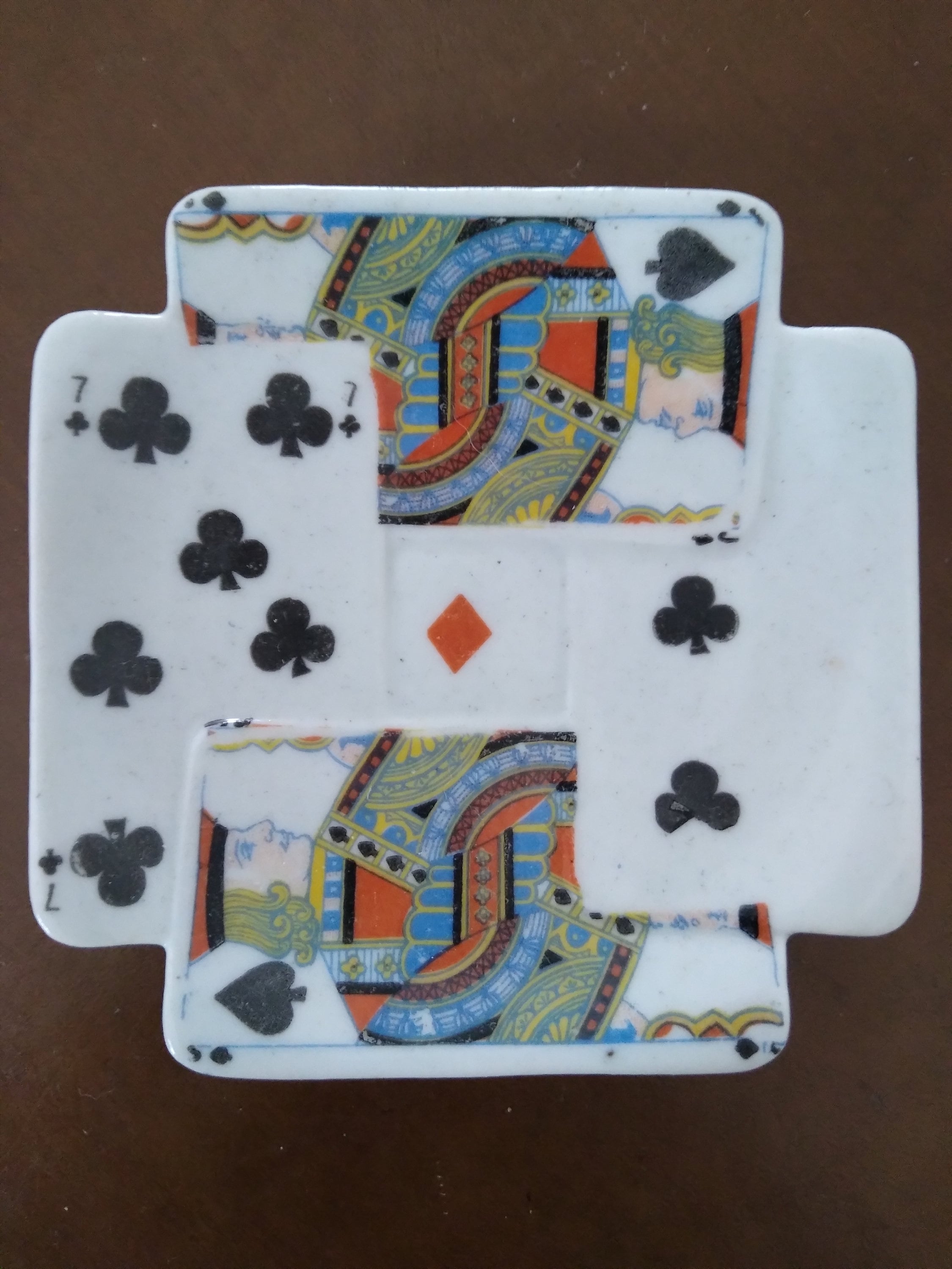 Set of Four Vintage Porcelain PLAYING CARD Dishes for Playing Pieces ...