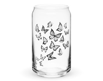 Butterfly Glass Cup, Purple Butterfly Cup, Iced Coffee Glass, Purple ...