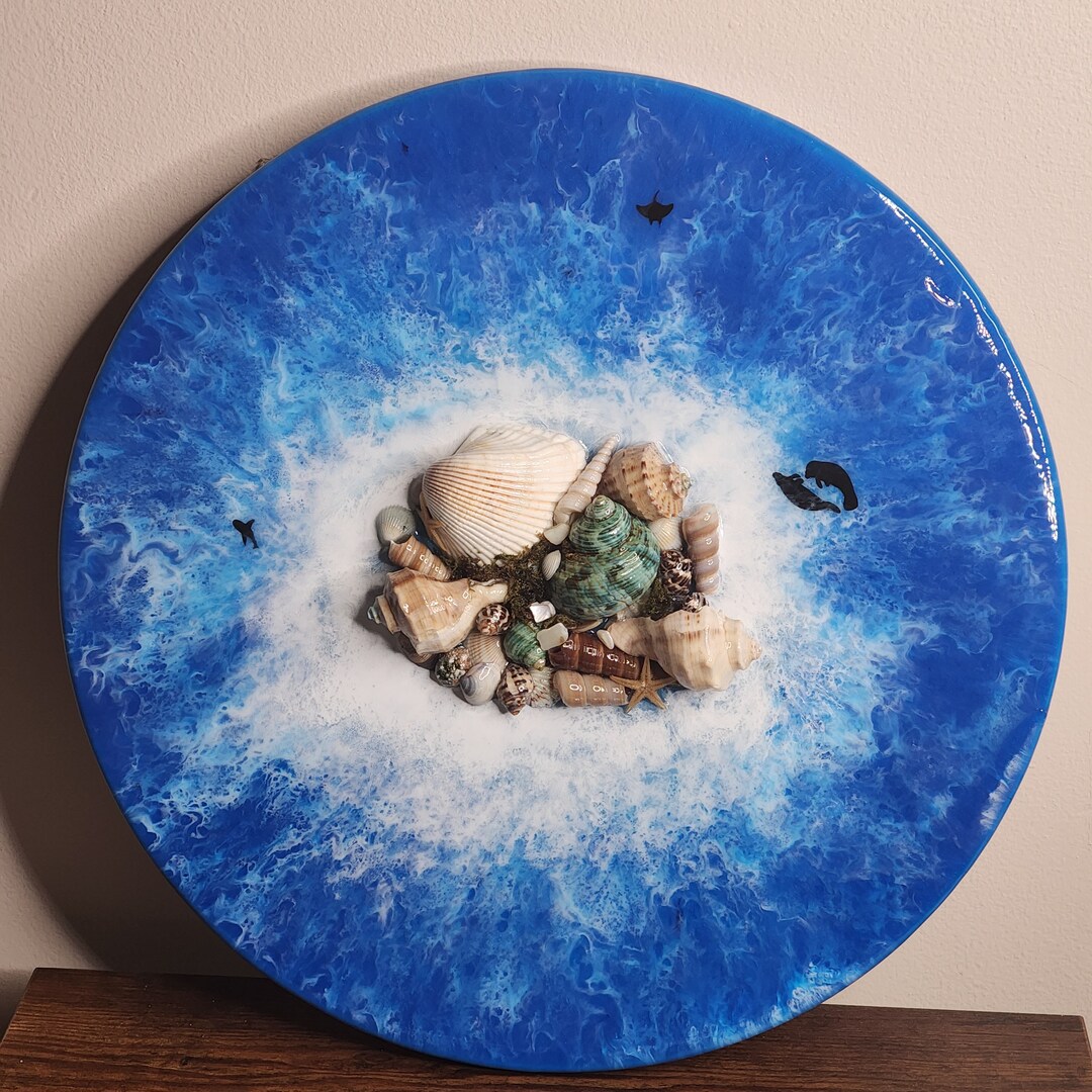 Lazy Susan Beach Resin Art Ocean Theme - Wedding & Mother's Day Gift ...