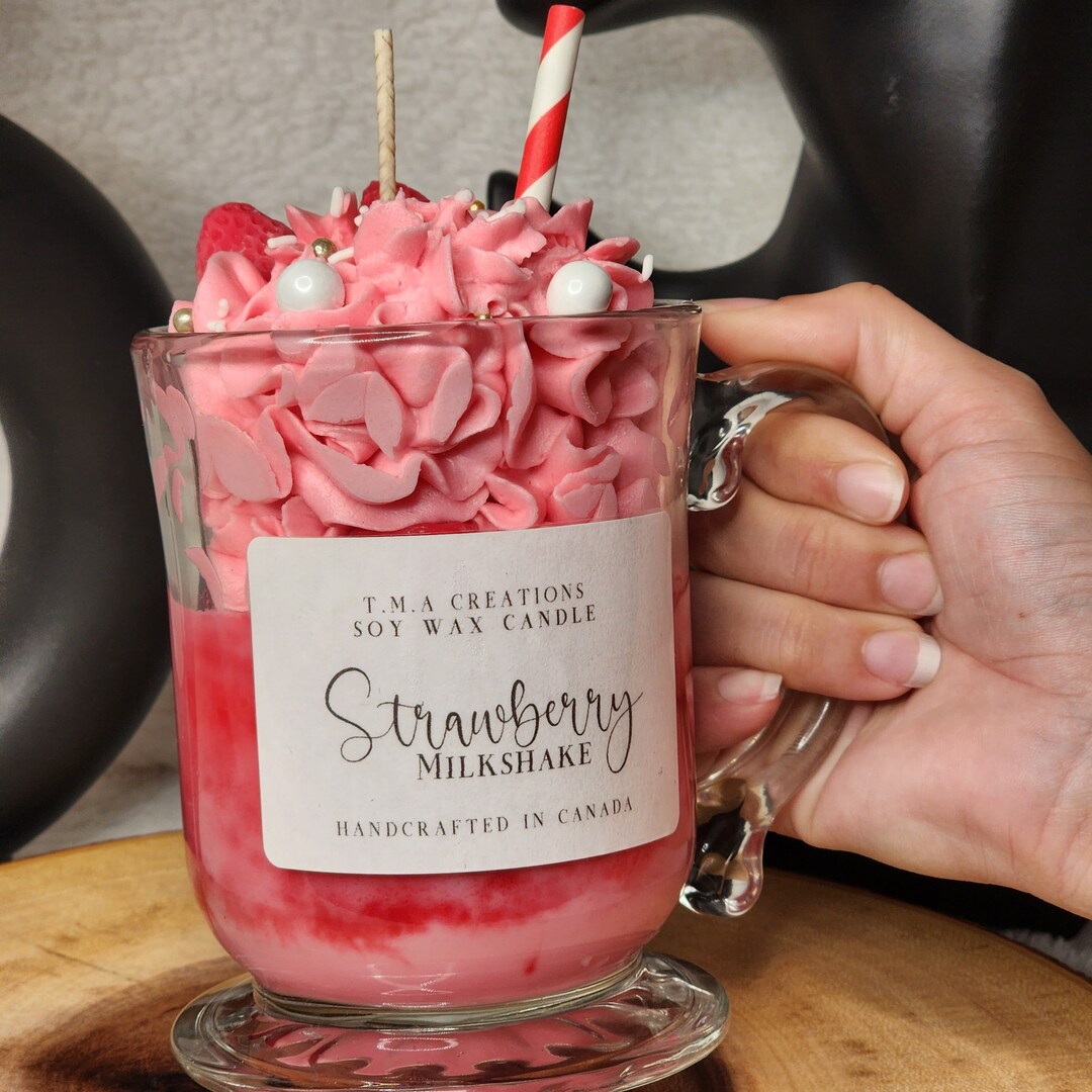 Strawberry Milkshake Candle, Scented Soy Wax, Birthday Present ...