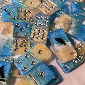 Handcrafted Resin Double 12 Domino Set With Storage Box - Etsy