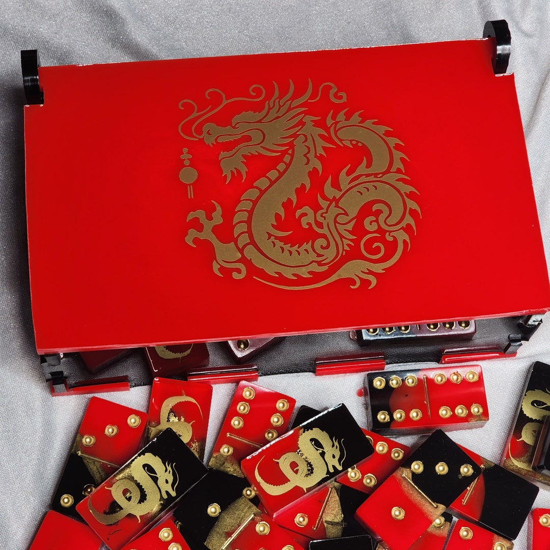 Year of the Dragon Domino Set, Chinese Themed Dominoes, Gift for Asian ...