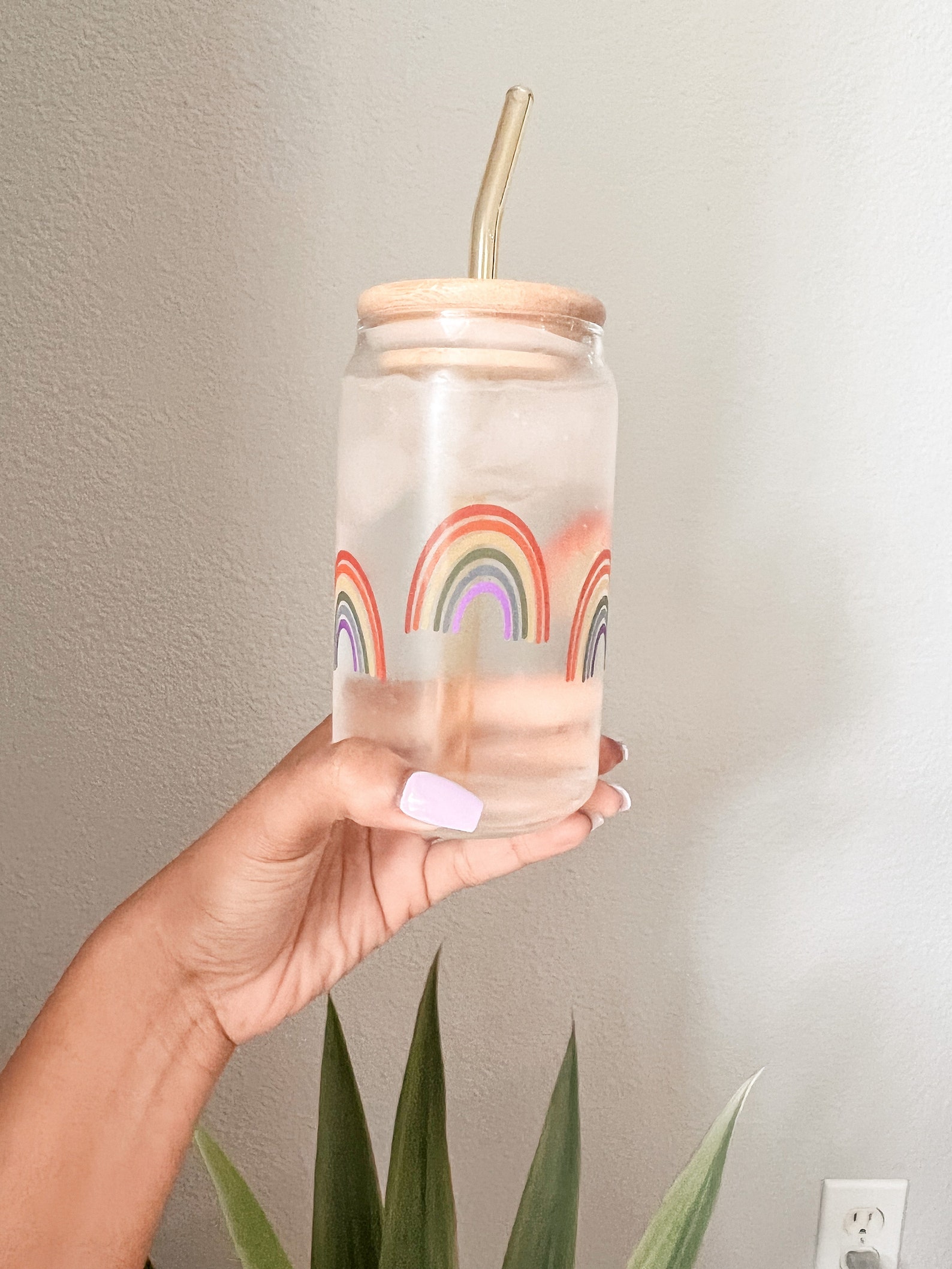 Color Changing Glass Can Cup: Rainbow or Hearts - 16oz/20oz - Etsy