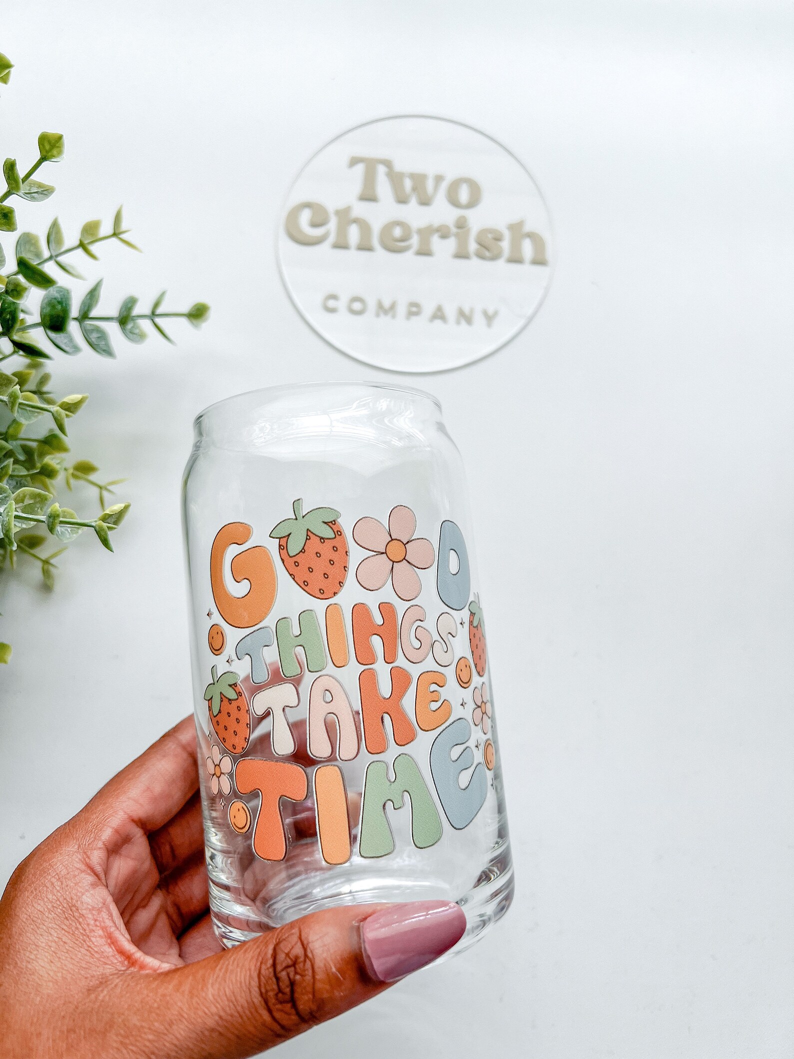 Good Things Take Time Glass Can: Trendy Iced Coffee Cup - Etsy