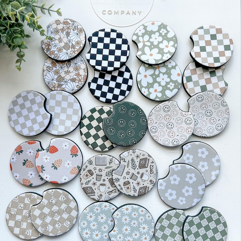 Ceramic Boho Car Coasters - Etsy