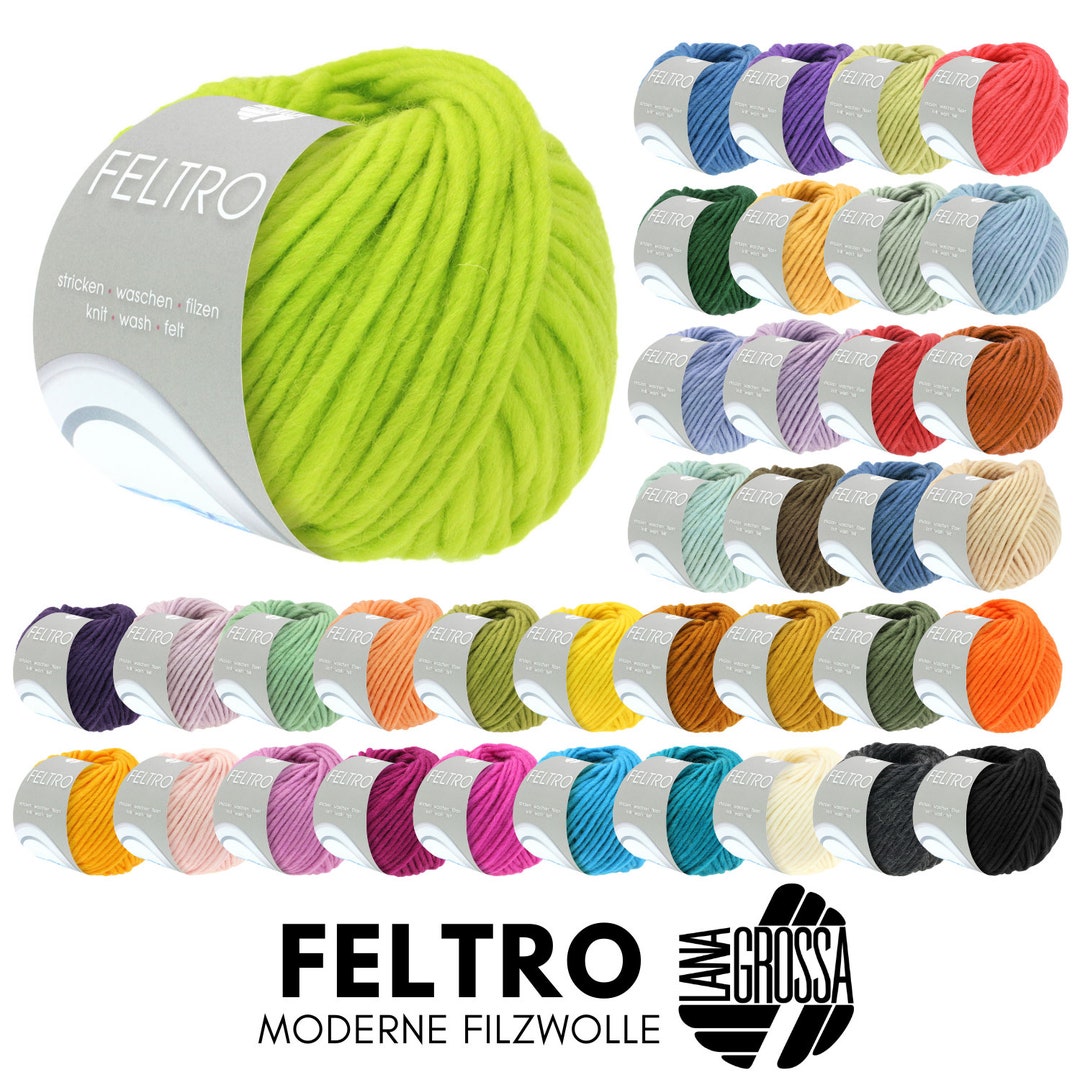 Lana Grossa FELTRO UNI 50 G Modern Felting Wool in 51 Colors 50 M ...