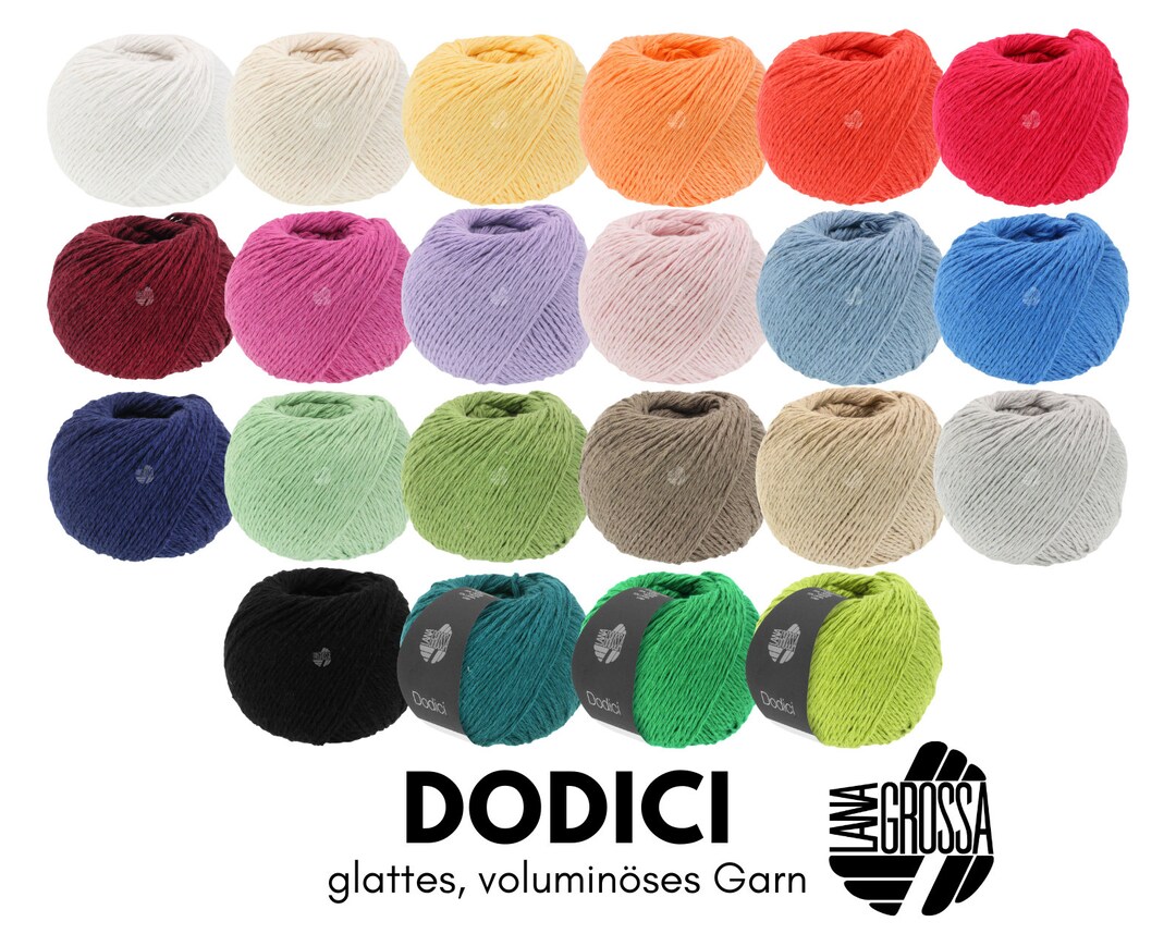 Lana Grossa DODICI 50 G Smooth Vulominous Yarn With an Expressive ...