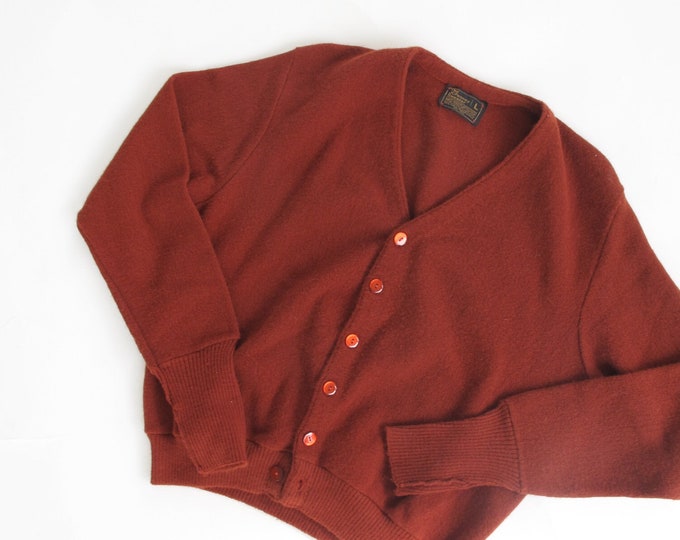 Vintage Rust Acrylic Cardigan Rust Color JC Penney the Sweater Large - Etsy