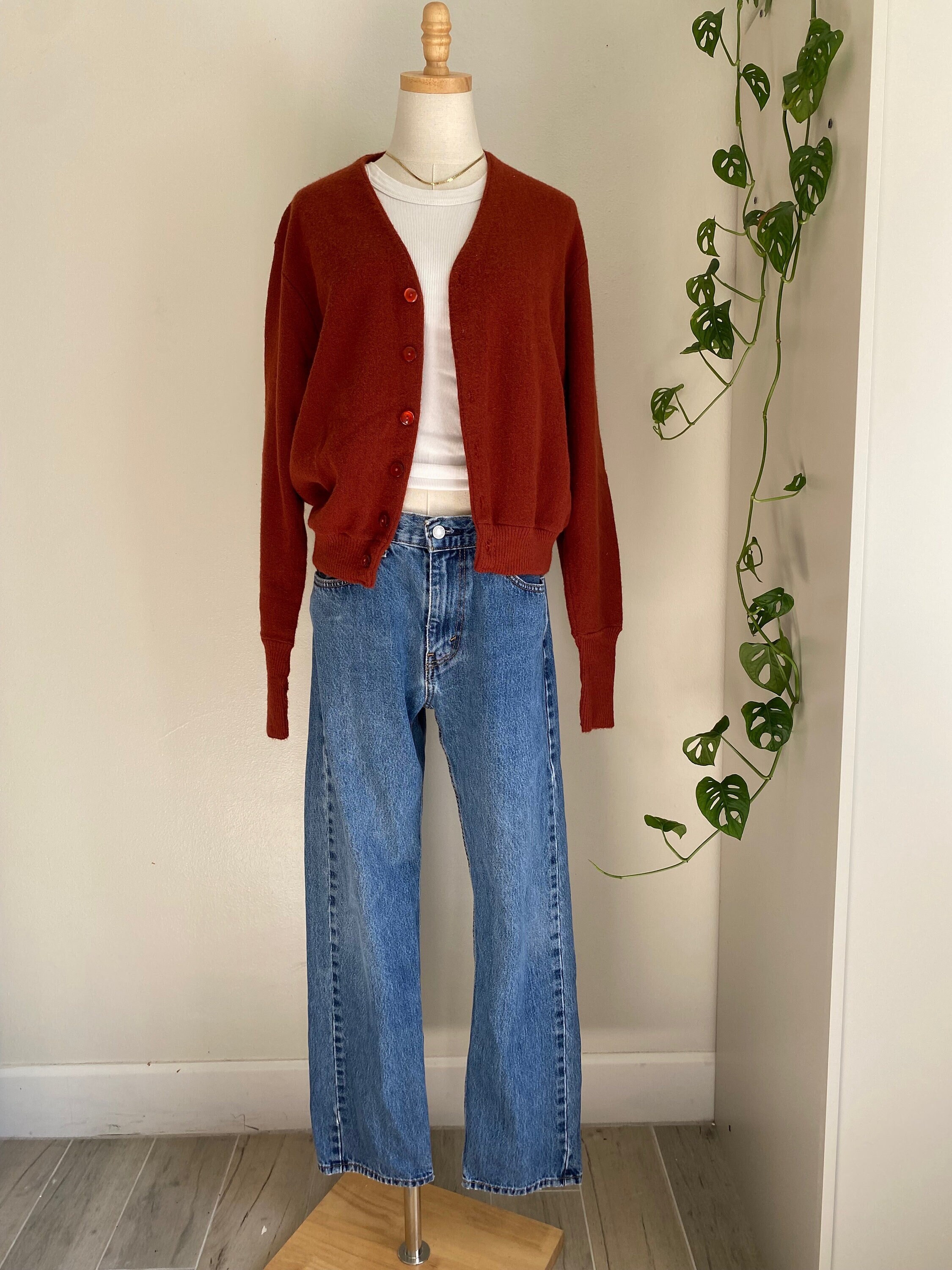 Vintage Rust Acrylic Cardigan Rust Color JC Penney the - Etsy