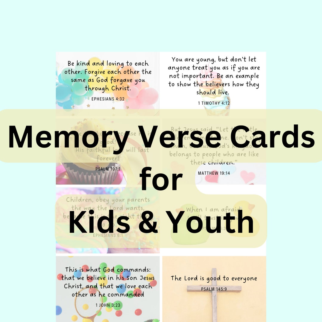 Kids Scripture Cards, Memory Verse, Bible Study Gifts, Christian ...