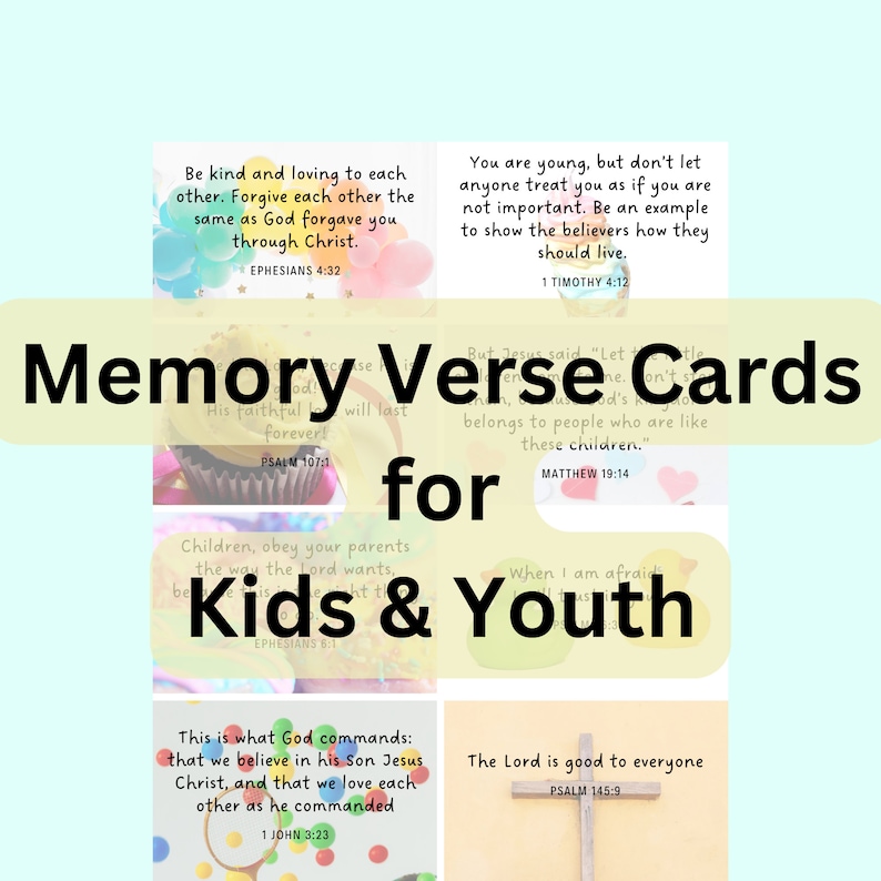 Kids Scripture Cards, Memory Verse, Bible Study Gifts, Christian ...