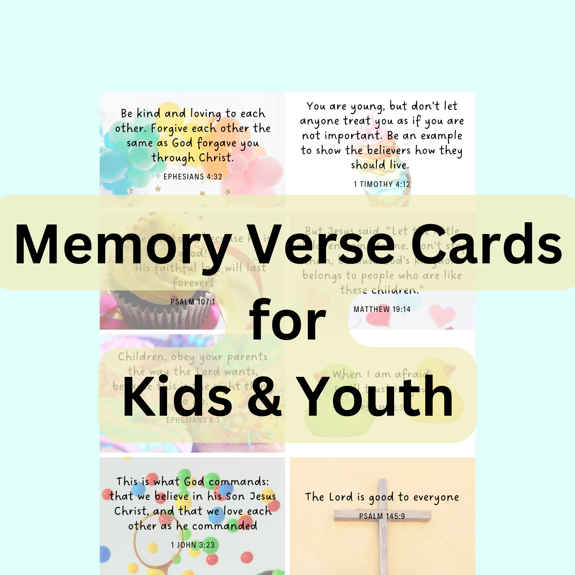 Kids Scripture Cards Memory Verse Bible Study Gifts Christian