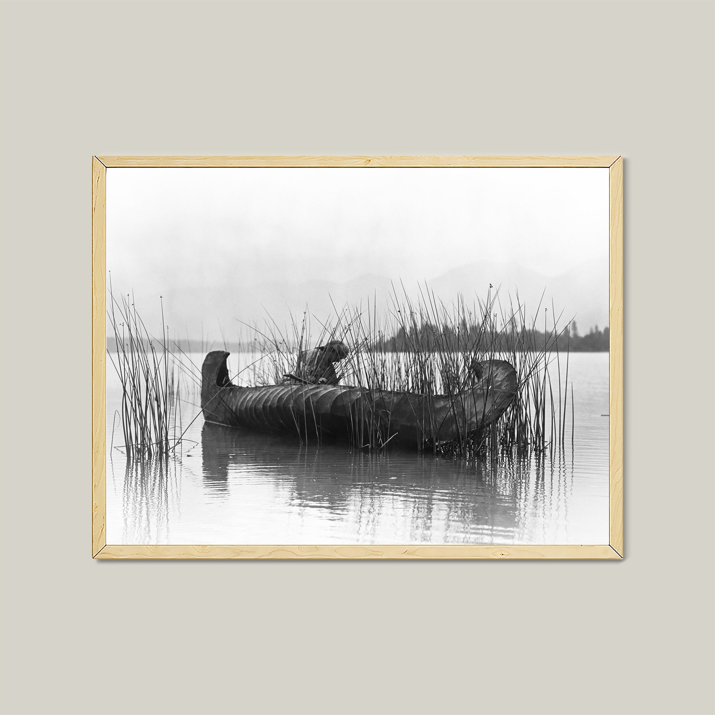 Kutenai Native American Canoe Print: Vintage Edward Curtis Photo ...