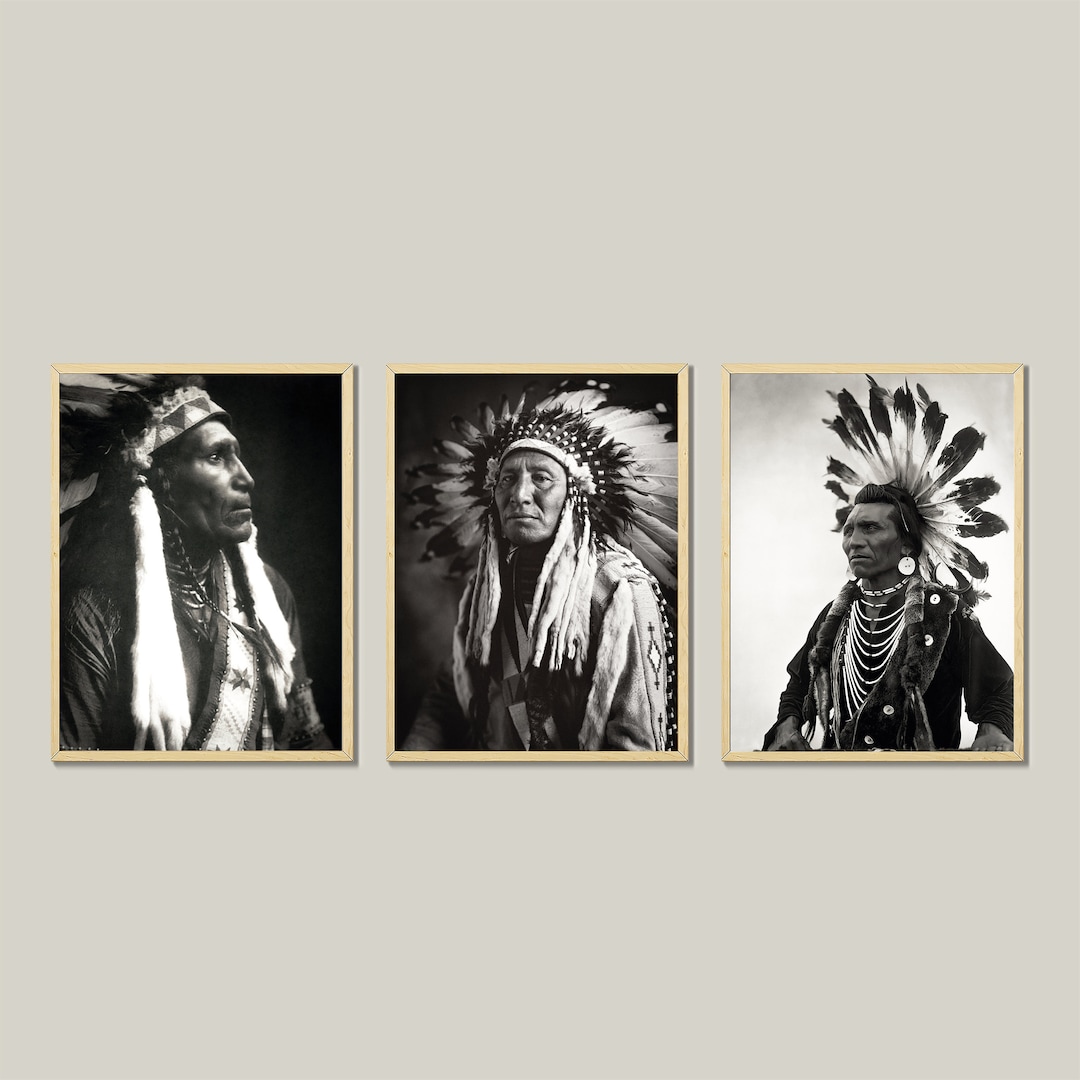 Native American Chiefs Photo Art Set: Vintage Portraits (digital ...