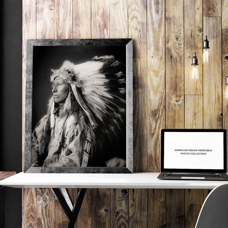 Black Heart Sioux Chief Photo-native American Art-black and White Print ...