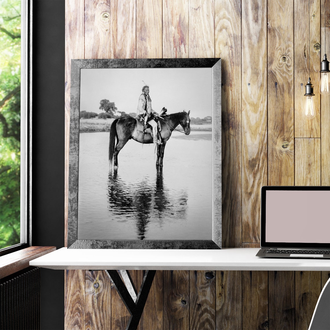Sioux Rider Photo Poster-native American Art-black and White Print ...