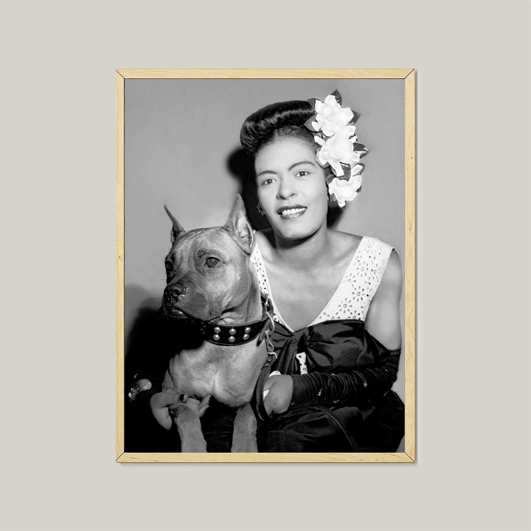 Vintage Billie Holiday With Her Dog Mister Poster-retro Jazz Legends ...