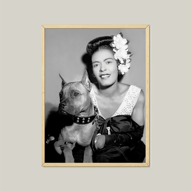 Vintage Billie Holiday With Her Dog Mister Poster-retro Jazz Legends ...