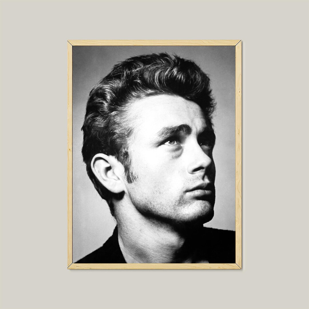 James Dean Black and White Poster - Iconic Profile Portrait - Digital ...