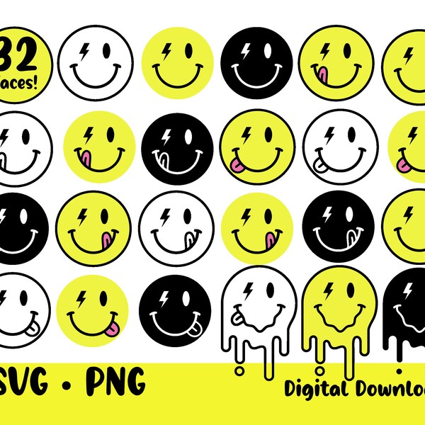 Png Lightning Bolt Smiley Face - Etsy UK