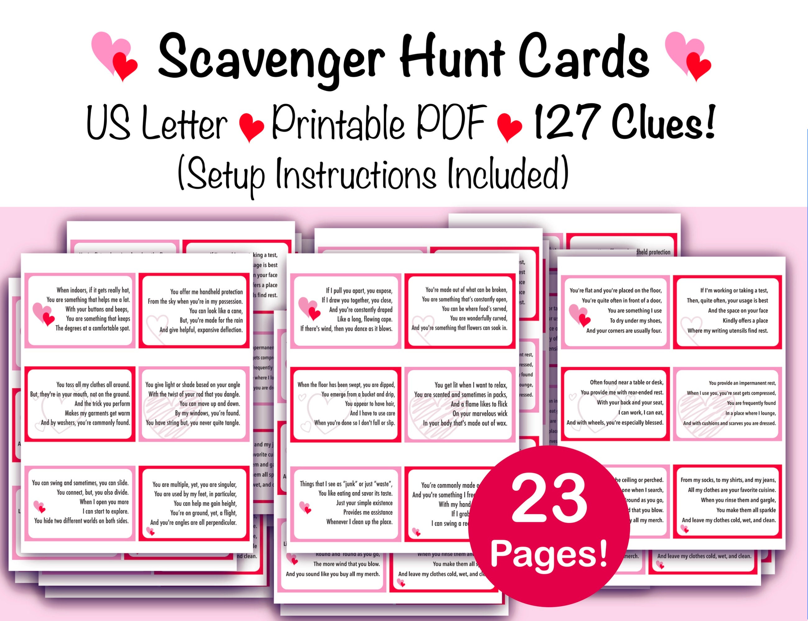 Valentine's Day Scavenger Indoor Scavenger Hunt, Valentines Day ...